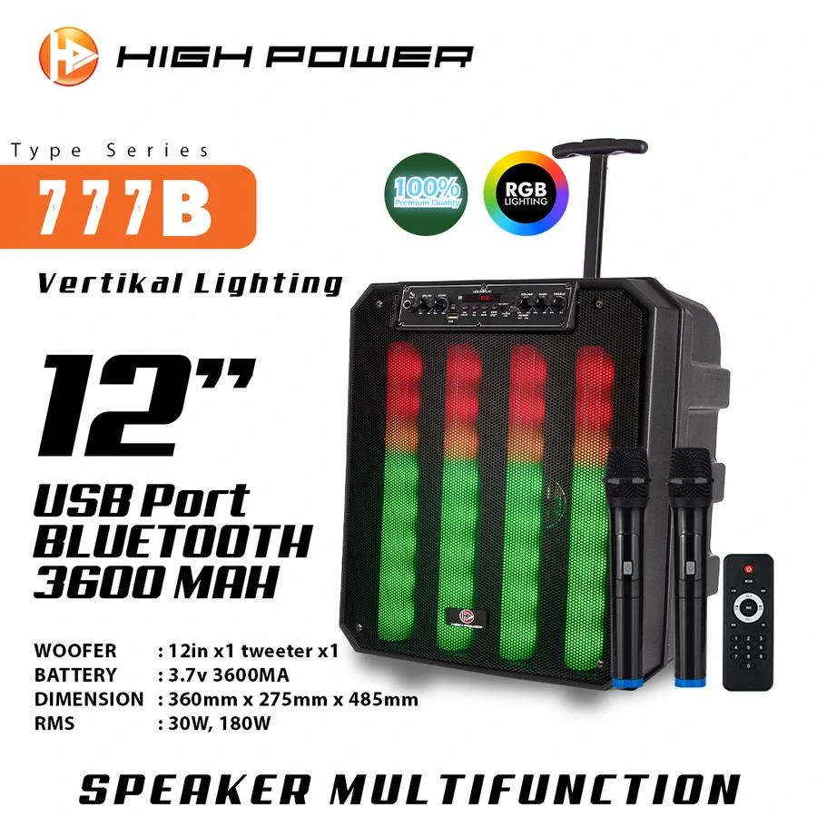 HIGH POWER Speaker Portable Bluetooth Dengan Mic Karaoke 12 Inch 777B ...