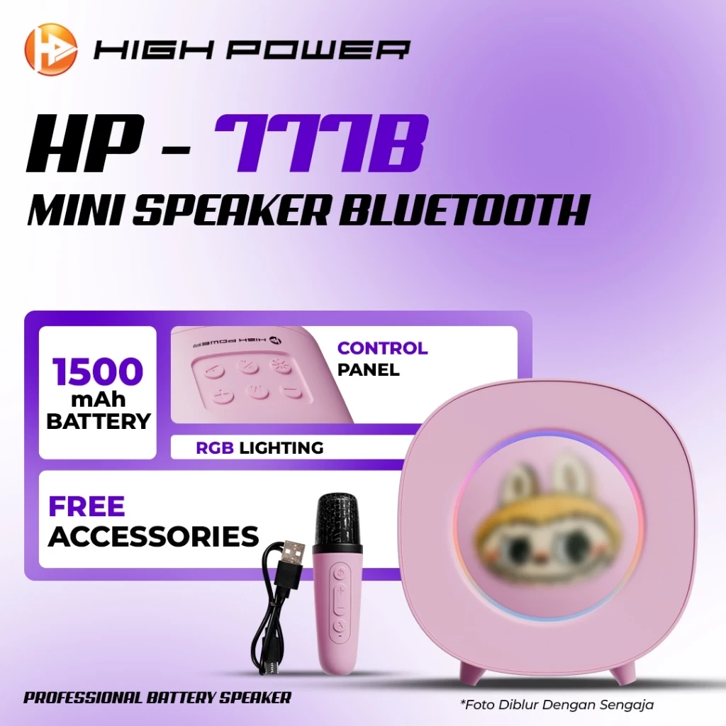 HIGH POWER Mini Speaker Bluetooth 2 Mic 1 Set Karoke RGB Light 777B LBB ...